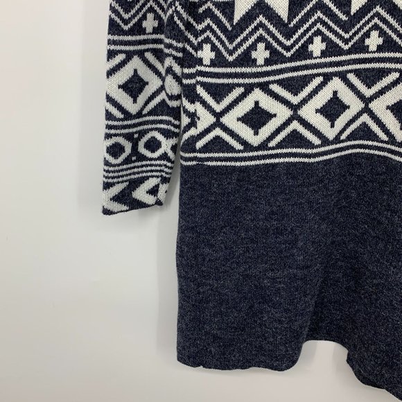 Monteau | Sweaters | Monteau Cardigan Blue White Hooded Open Front ...